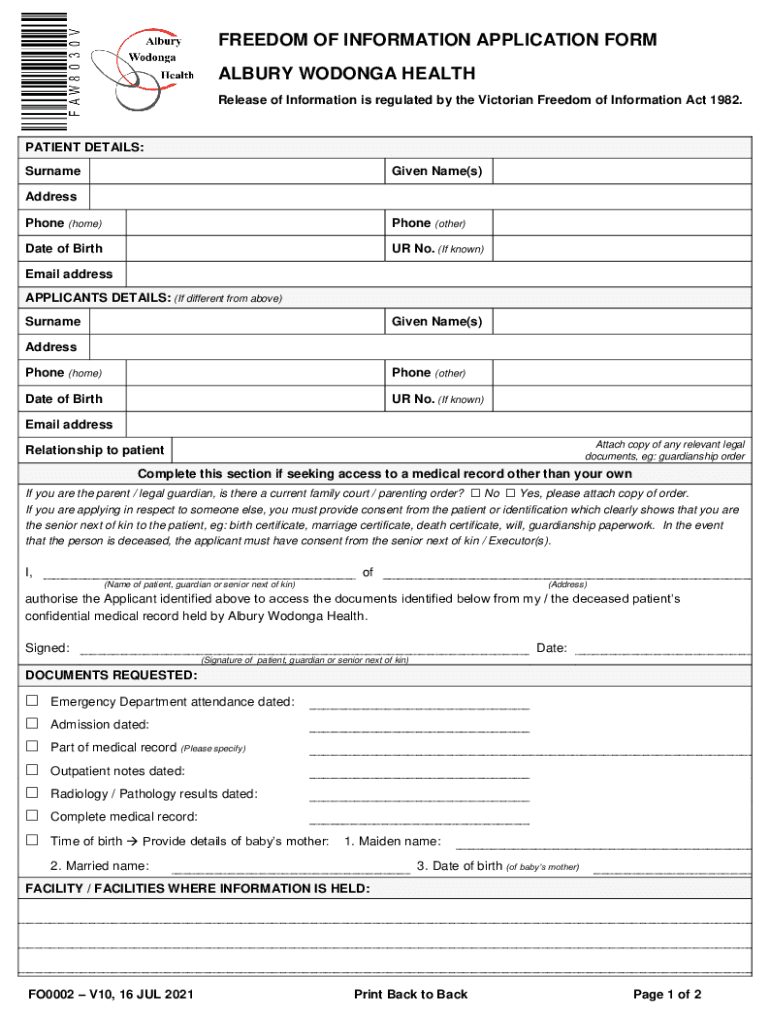 Fillable Online health.nt.gov.aufreedom-of-informationFOINT Health ...