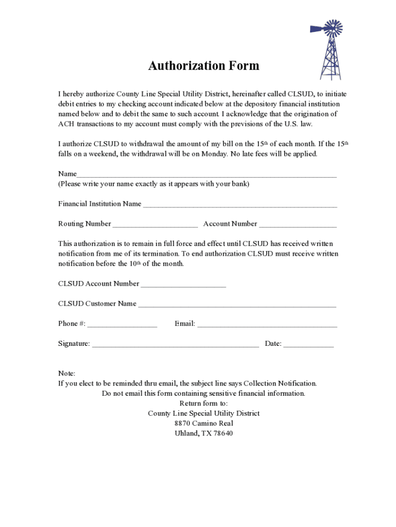 Fillable Online Authorization Form To Use Utility Bill - Letter Of ...