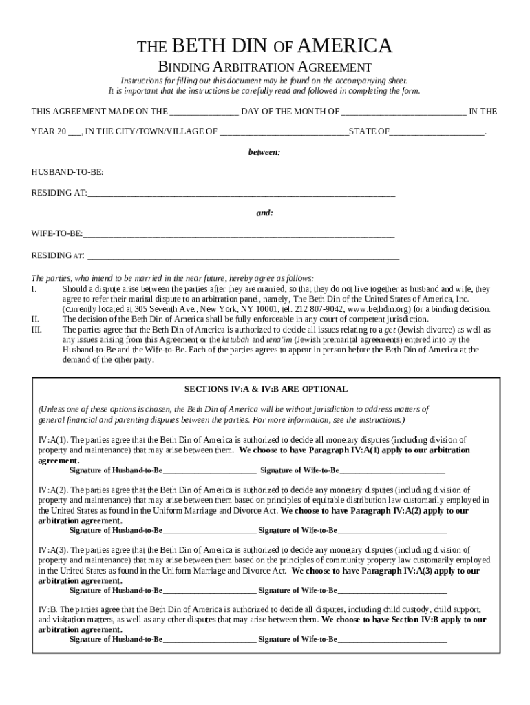 the beth din of america binding arbitration agreement - Jewish ... Doc ...