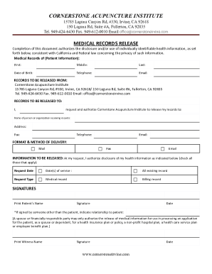 Fillable Online *MOST RECENT* medical record release form Fax Email ...