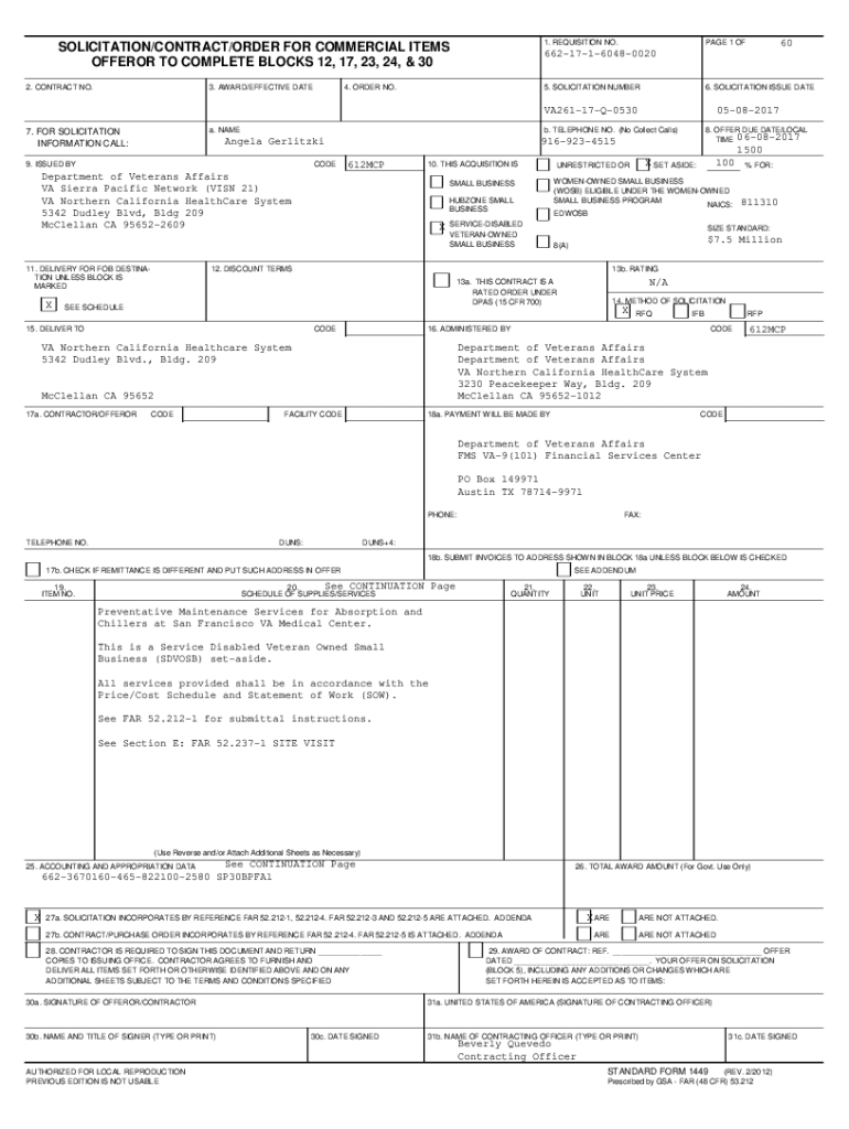 Fillable Online SOLICITATION/CONTRACT/ORDER FOR COMMERCIAL ITEMS 1. REQUISITION ... - AF Fax ...