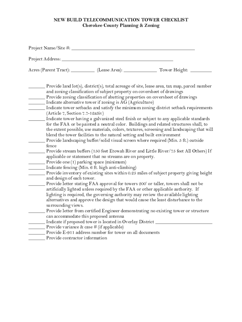 Fillable Online Fillable Online TELECOMMUNICATION TOWER APPLICATION ...