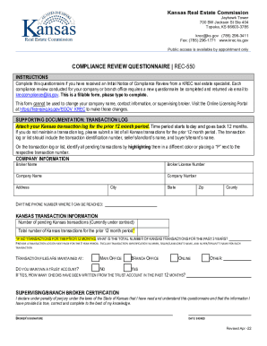 Fillable Online We have moved! KREC is now... - Kansas Real Estate ...