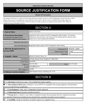 Fillable Online Sole Source Justification Form -Berkshire. Sole Source ...