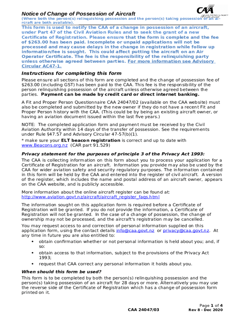 CAA - Aviation Doc Template | pdfFiller