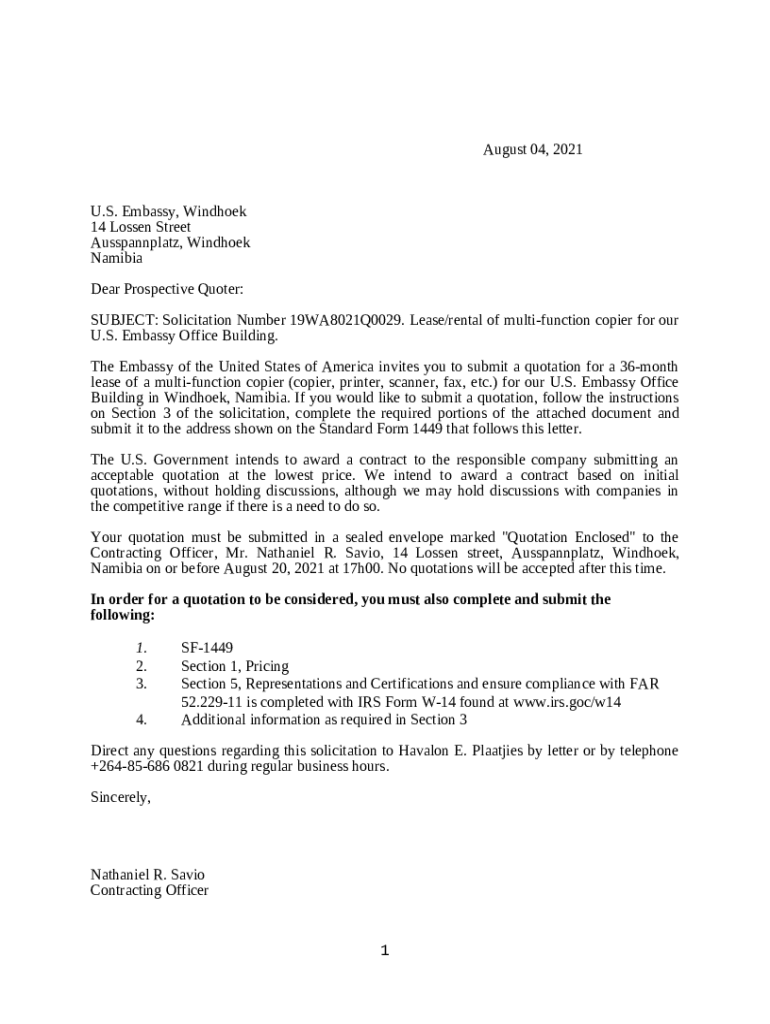 U.S. Embassy Windhoek, Windhoek - Embassy in Windhoek Doc Template ...