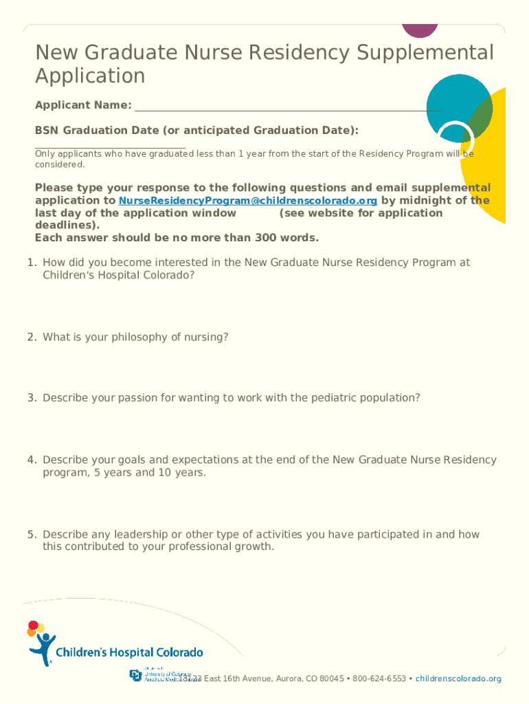 PDF New Graduate Nurse Residency Exemption Supplemental Application Doc ...