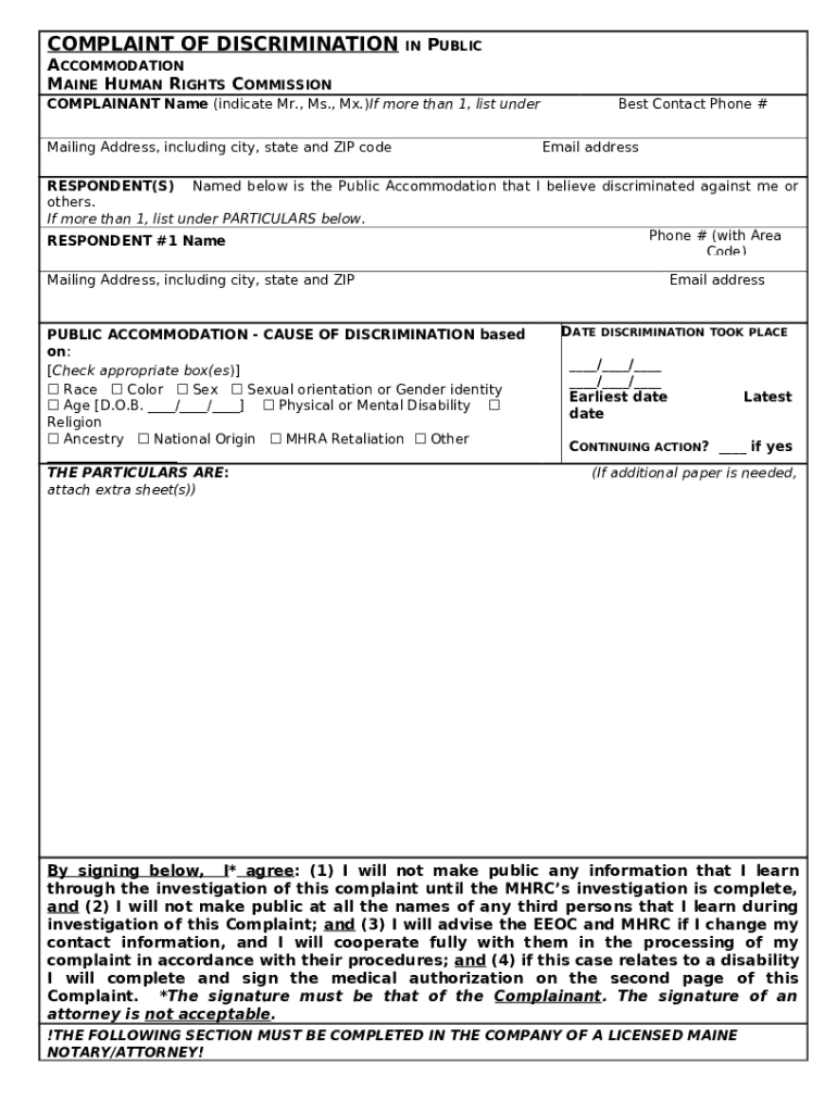 EEOC 5 (5/01) - maine.gov Doc Template | pdfFiller