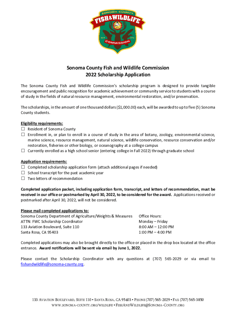 Fillable Online sonomacounty.ca.govEktron Documentsassets2022 FWC ...