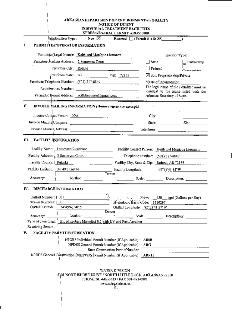 Fillable Online www.adeq.state.ar.usdownloadsWebDatabasesARKANSAS ...