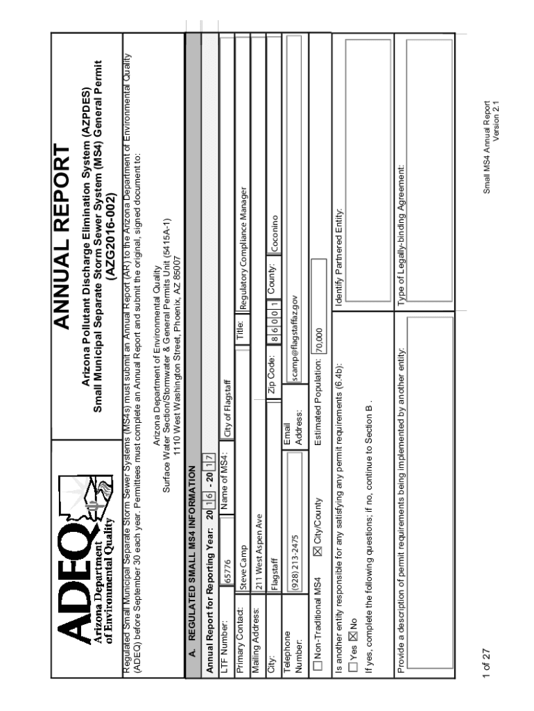 Fillable Online Small MS4 Annual Report Form - Final.pdf Fax Email ...