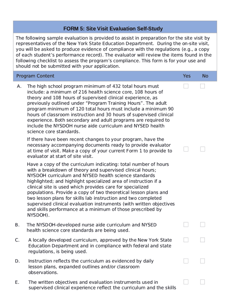 5 Site Visit Evaluation Self-Study Doc Template | pdfFiller