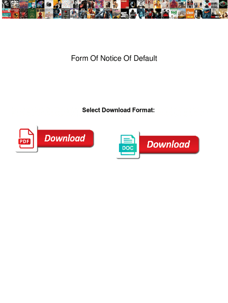 Fillable Online Form Of Notice Of Default. Form Of Notice Of Default ...