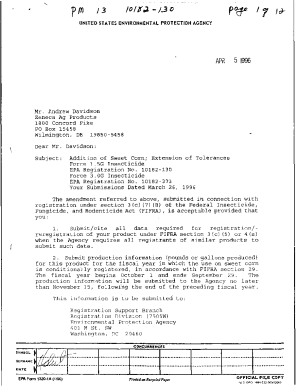 Fillable Online www3.epa.govpesticideschemsearchPfeBf1 Registration OPP ...