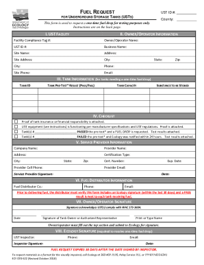 Fillable Online I. UST F FUEL REQUEST Fax Email Print - pdfFiller