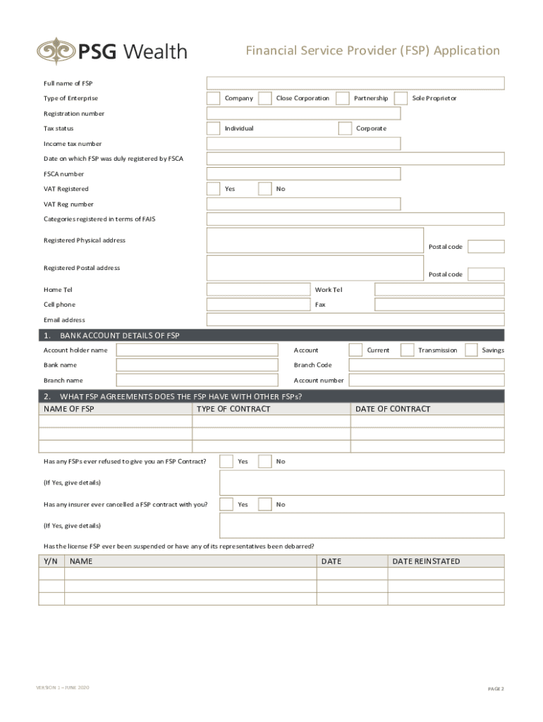Fillable Online New Representative Application Form - PSG Fax Email ...