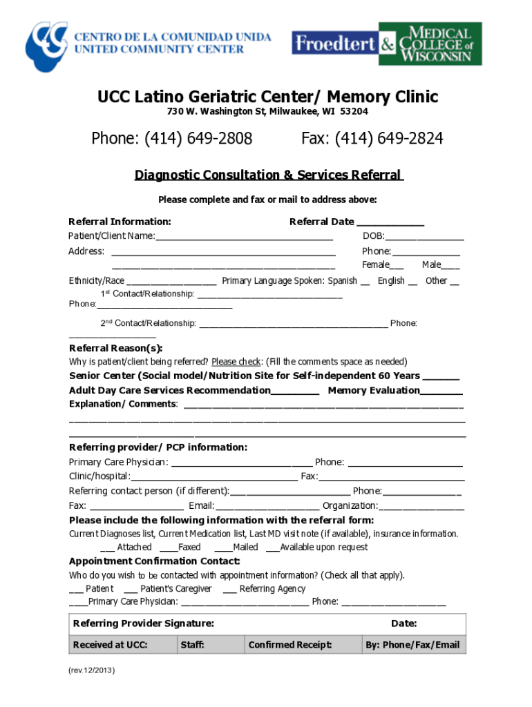 Fillable Online referral form memory clinic Fax Email Print - pdfFiller