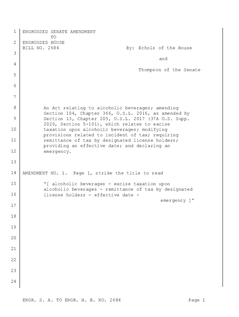 Fillable Online ENGROSSED SENATE AMENDMENT TO 2 ENGROSSED HOUSE BILL NO ...