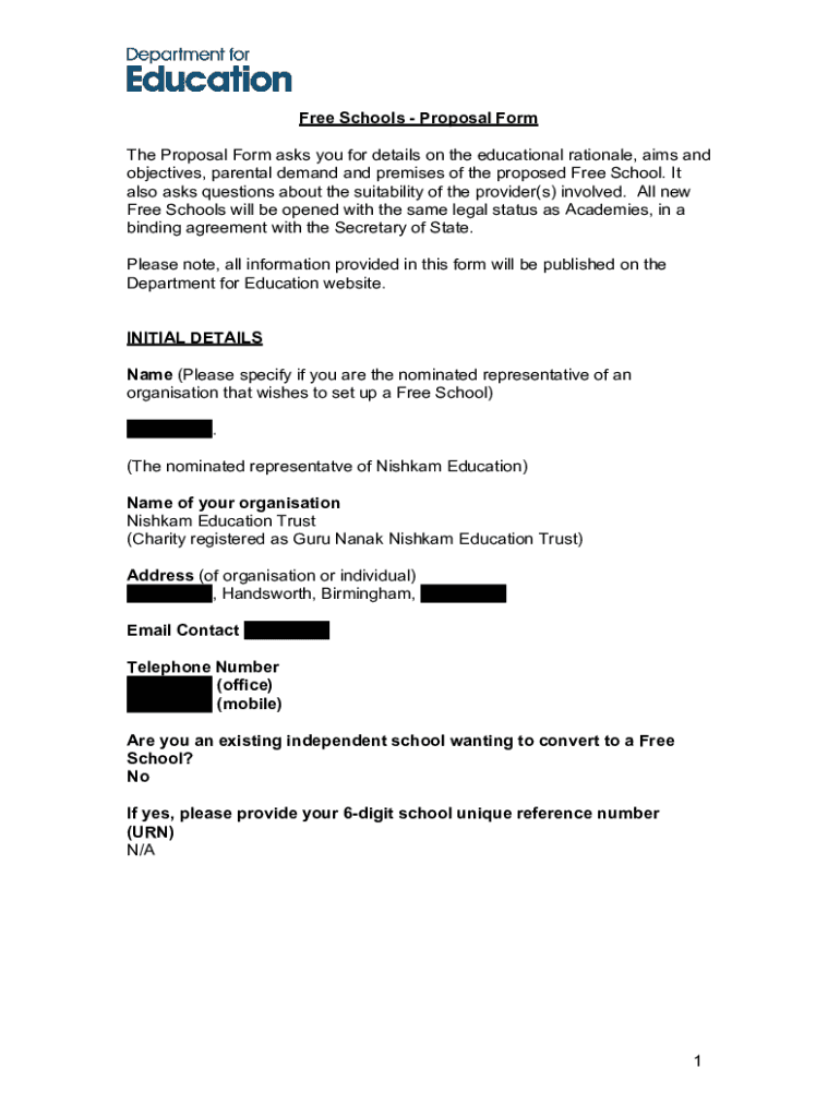 Fillable Online FREE 9+ Sample School Proposal Forms in PDFMS WordFREE ...