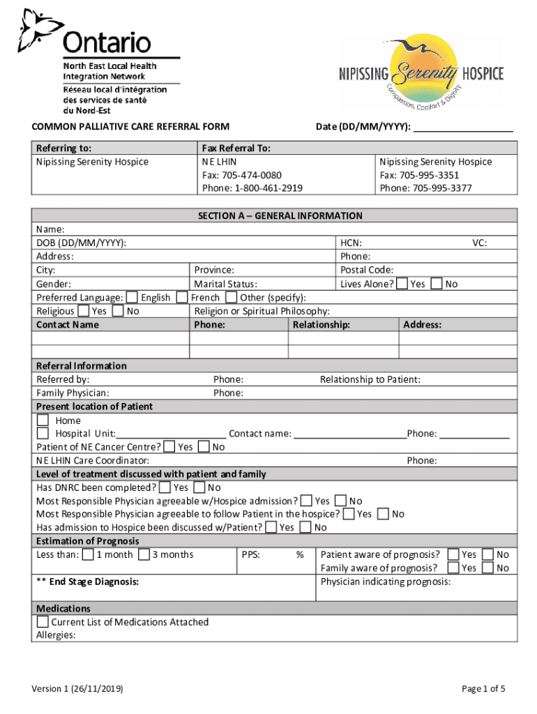 Fillable Online HOSPICE PALLIATIVE CARE SERVICE PROVIDERS COMMON ...