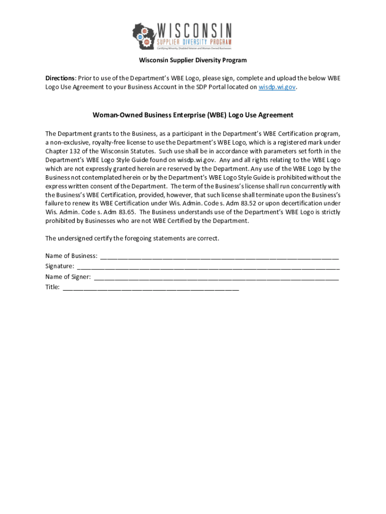 Fillable Online Woman-Owned Business Enterprise (WBE) Logo Use ...