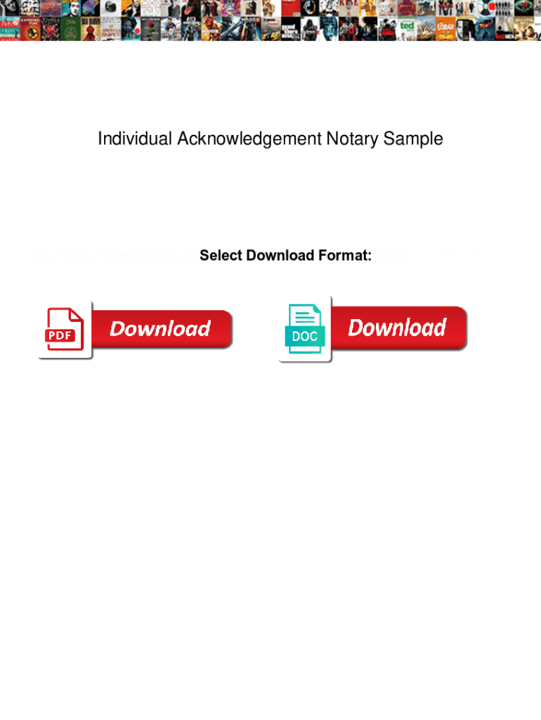 Fillable Online Individual Acknowledgement Notary Sample. Individual ...