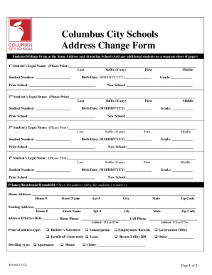 Fillable Online Fillable Online Change of Address Form - Columbus City ...