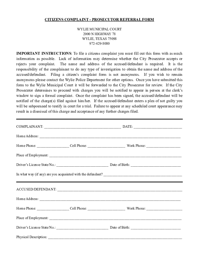 Fillable Online www.pdffiller.com441403373--CITIZENS-COMPLAINTFillable ...