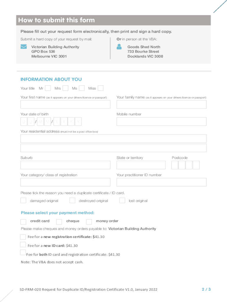Fillable Online SD-FRM-020 Request for a Duplicate Building ID ...