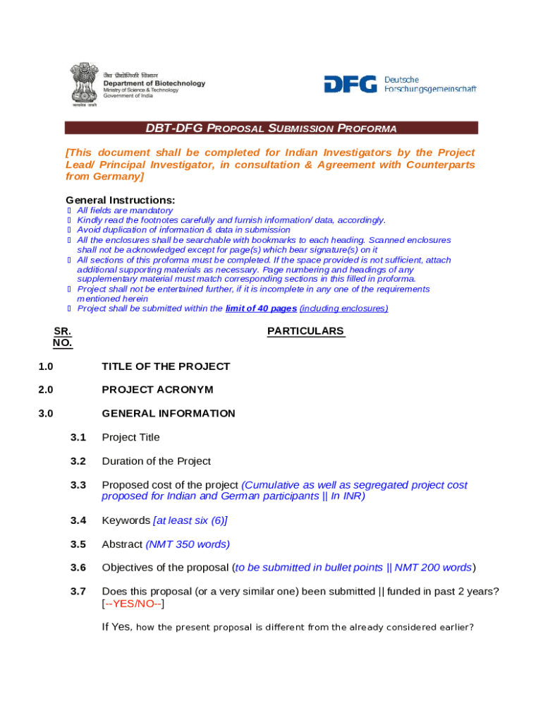 DOC dbt-dfg proposal submission proa - Department of Biotechnology Doc ...