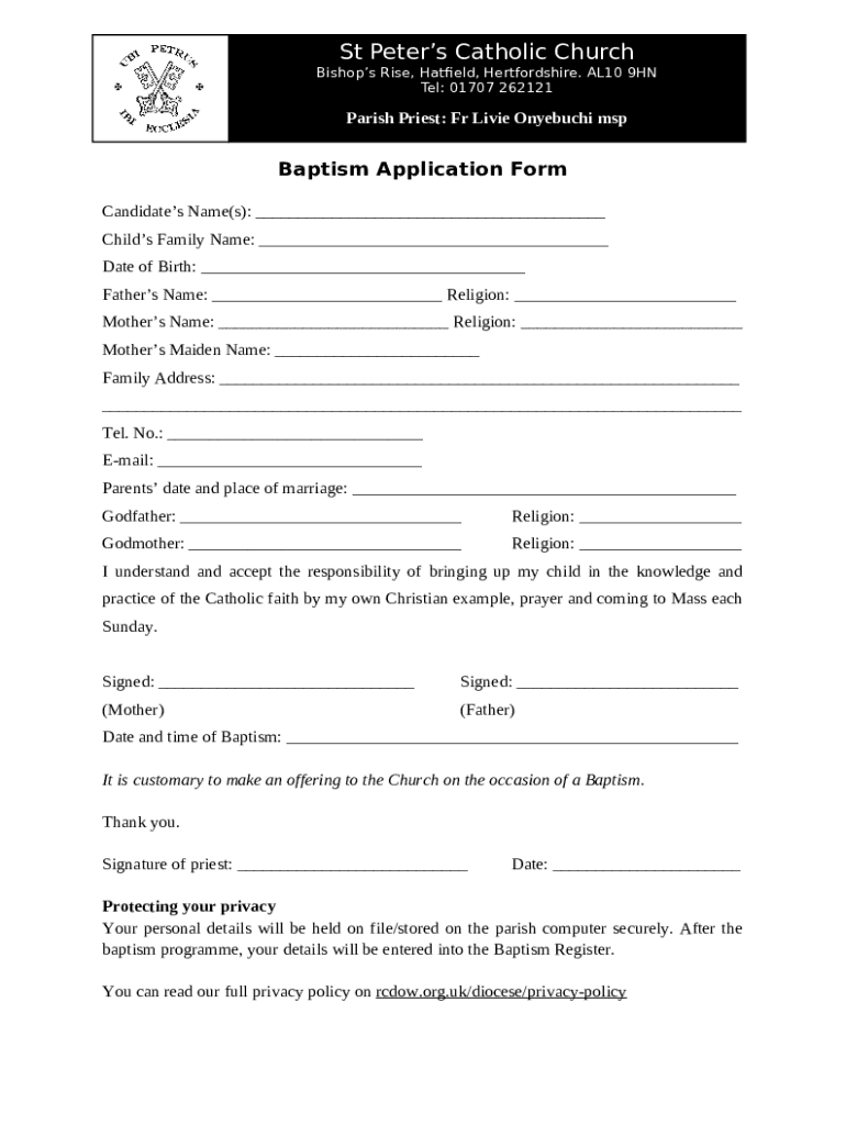 BAPTISMAL REGISTRATION - Our Lady of Sorrows ... - parish rcdow org Doc ...