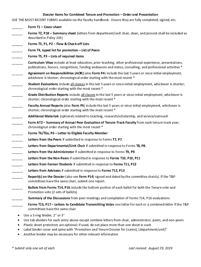 Fillable Online www.valdosta.edudocumentssample-tp-dossierSAMPLE TENURE ...