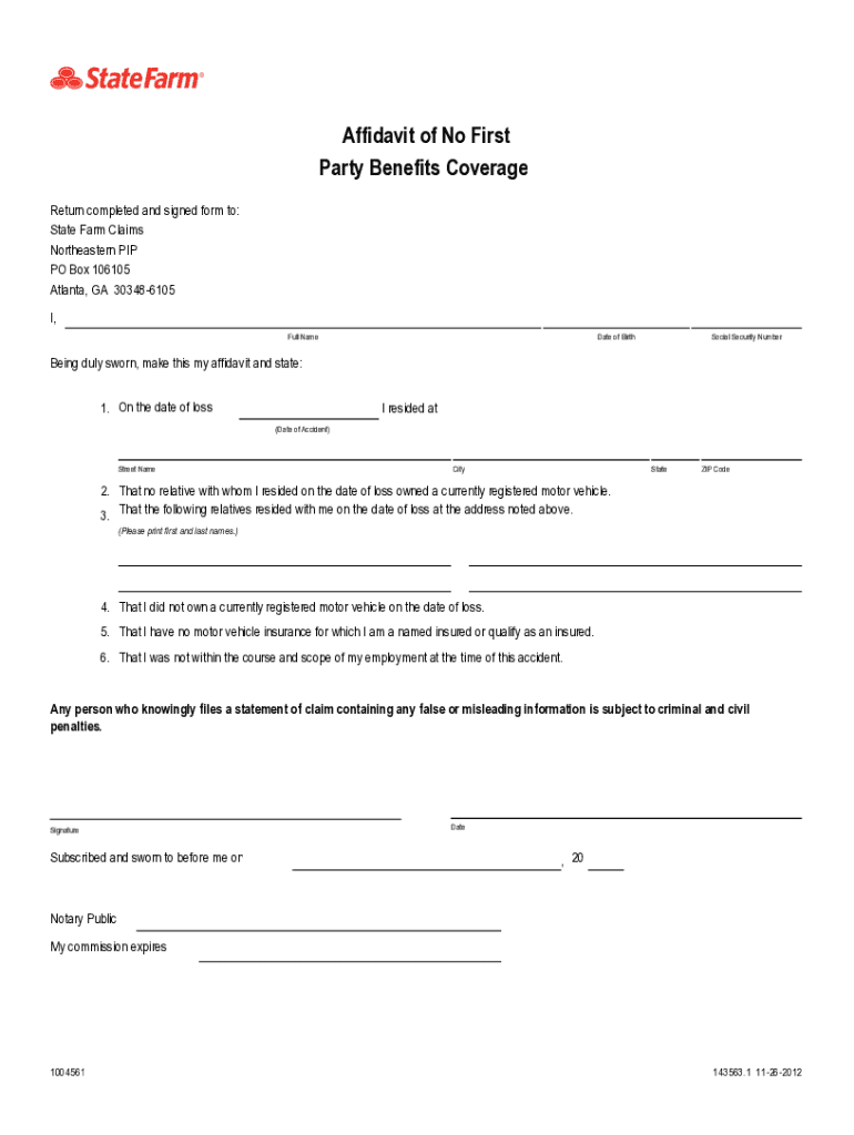 Fillable Online Affidavit of No Insurance - NJ. Affidavit to verify ...