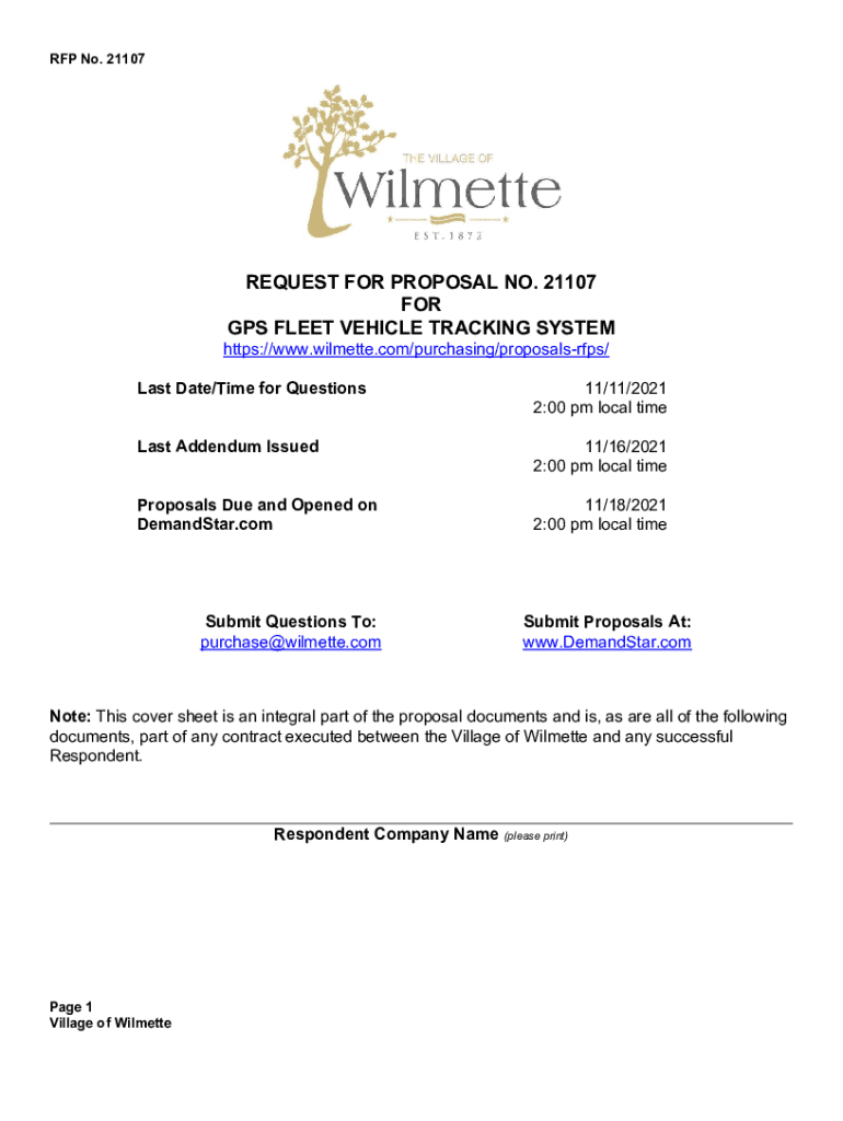 Fillable Online REQUEST FOR PROPOSAL FOR NEW FLEET / VEHICLES ...