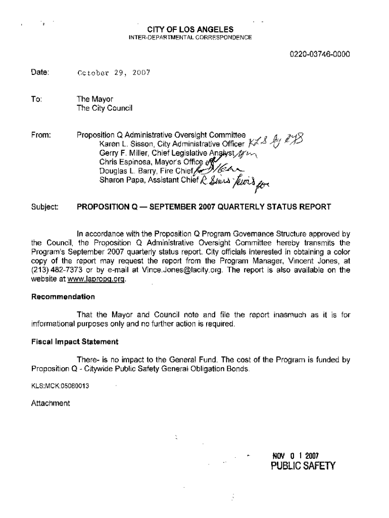 Fillable Online CITY OF LOS ANGELES Memo No. 16 INTER-DEPARTMENTAL ...