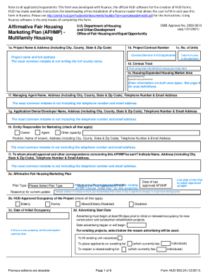 Fillable Online HUD Multifamily AFHMP Sample Form Fax Email Print ...