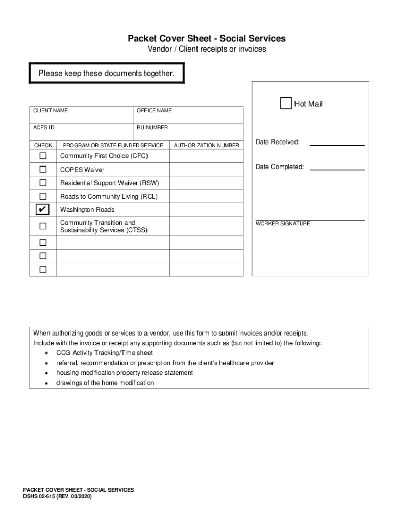 Fillable Online Packet Cover Sheet - Social Services Fax Email Print ...