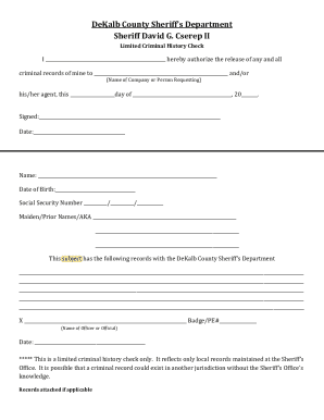 Fillable Online DeKalb County Sheriff's Department Sheriff David G ...