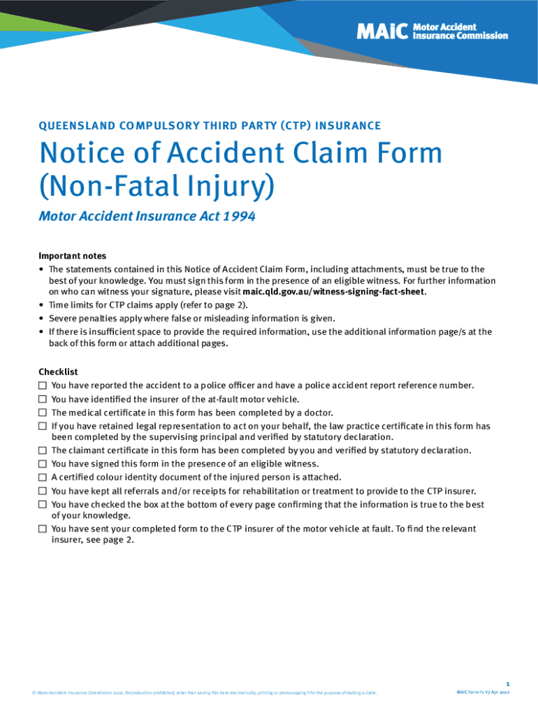 Fillable Online Personal Injury Claims after a Motor Vehicle ...
