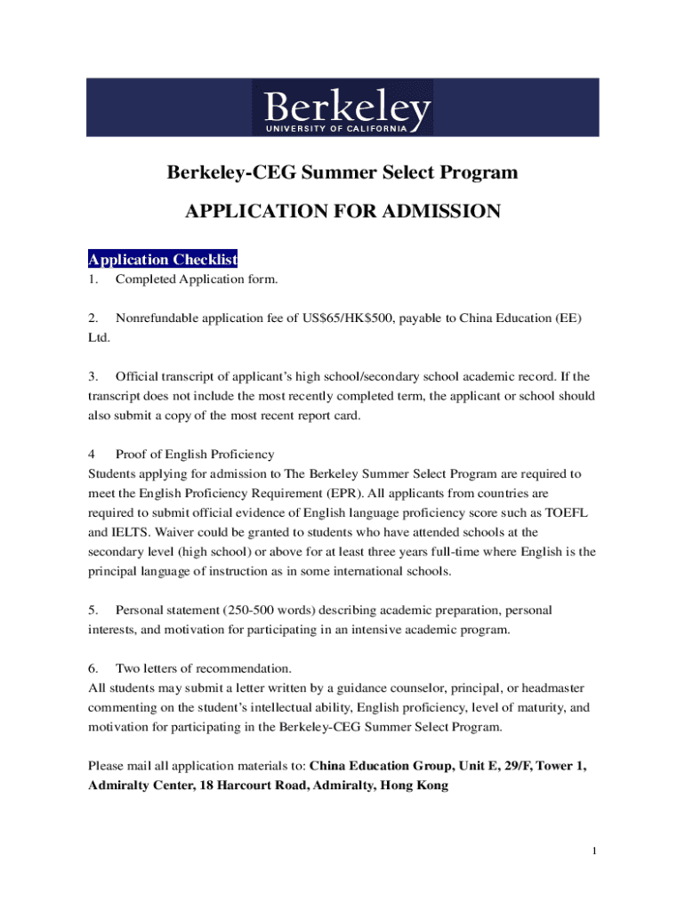 Fillable Online Berkeley Application Form Fax Email Print - pdfFiller