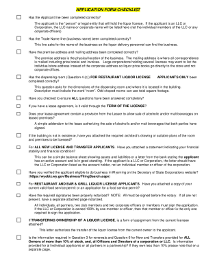 Fillable Online liquor license and permit application form checklist ...