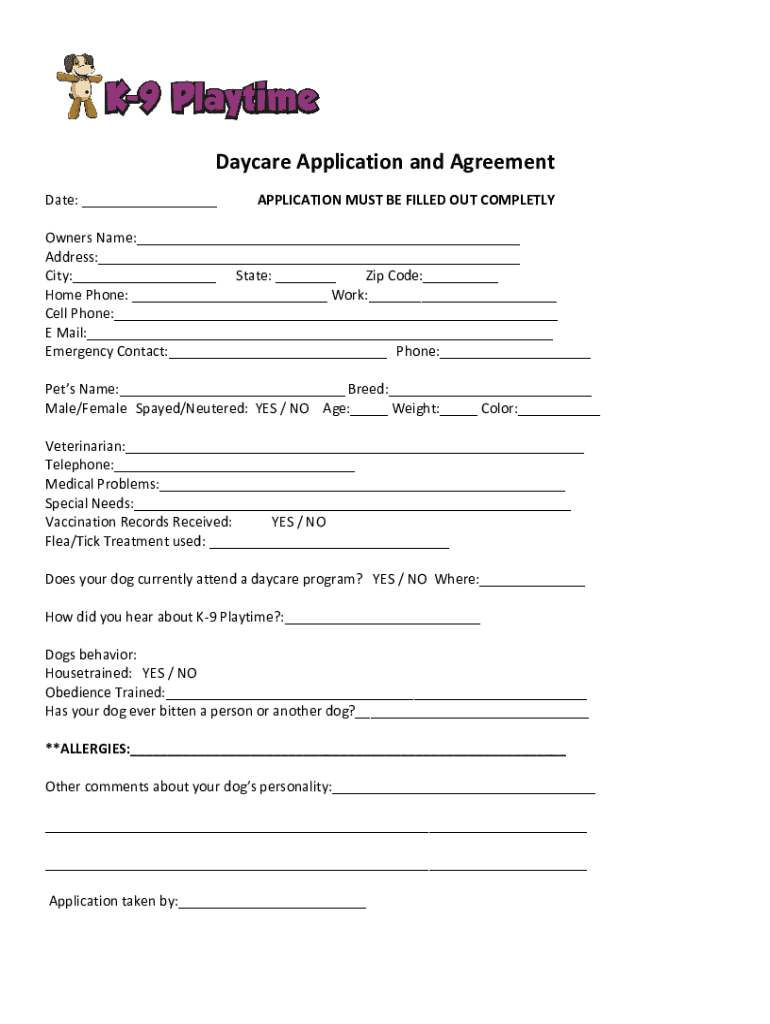 Fillable Online www.template.netdaycare-application-forms9+ Daycare ...