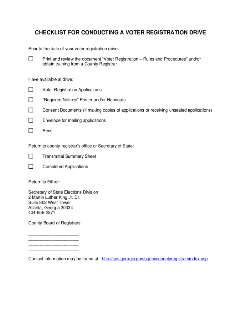 Fillable Online sos ga sos.ga.govsitesdefaultCHECKLIST FOR CONDUCTING A ...