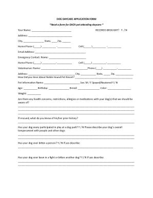 Fillable Online Daycare application form Fax Email Print - pdfFiller