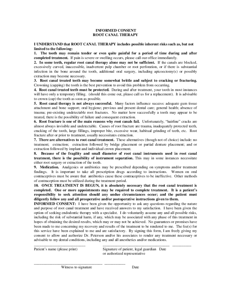 Fillable Online capitaldentalcare.netconsent-form-root-canalConsent ...