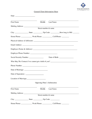 Fillable Online Client Information Sheet Buyer: Seller: Client 1 Client ...