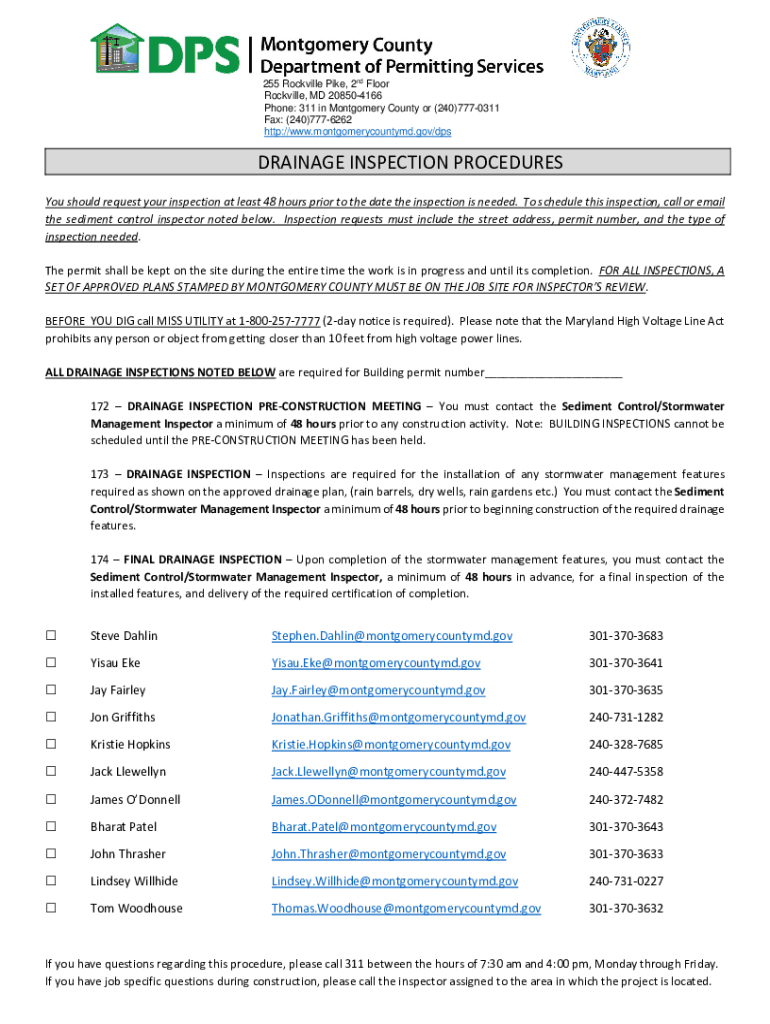 Fillable Online Notice of Drainage Inspections Form Fax Email Print ...