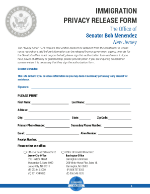 Fillable Online IMMIGRATION PRIVACY RELEASE FORM Fax Email Print ...