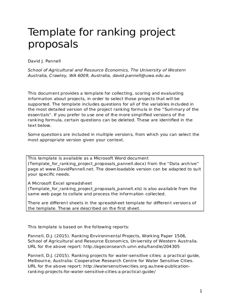 (PDF) Ranking Projects for Water-Sensitive CitiesDavid Pannell ... Doc ...