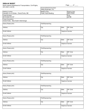 Fillable Online dot.nd.govformsSFN59531SIGN-IN SHEET Page of - North ...